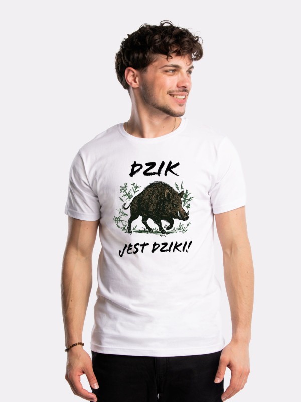 DZIK JEST DZIKI / koszulka męska / biała