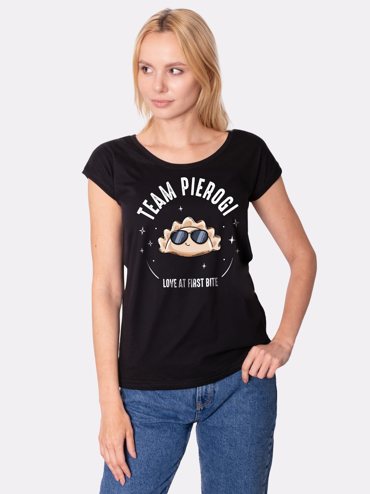 TEAM PIEROGI / koszulka damska / czarna