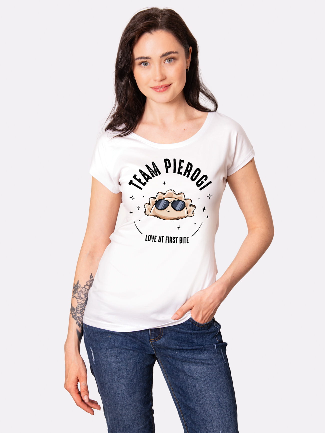 TEAM PIEROGI / koszulka damska / biała
