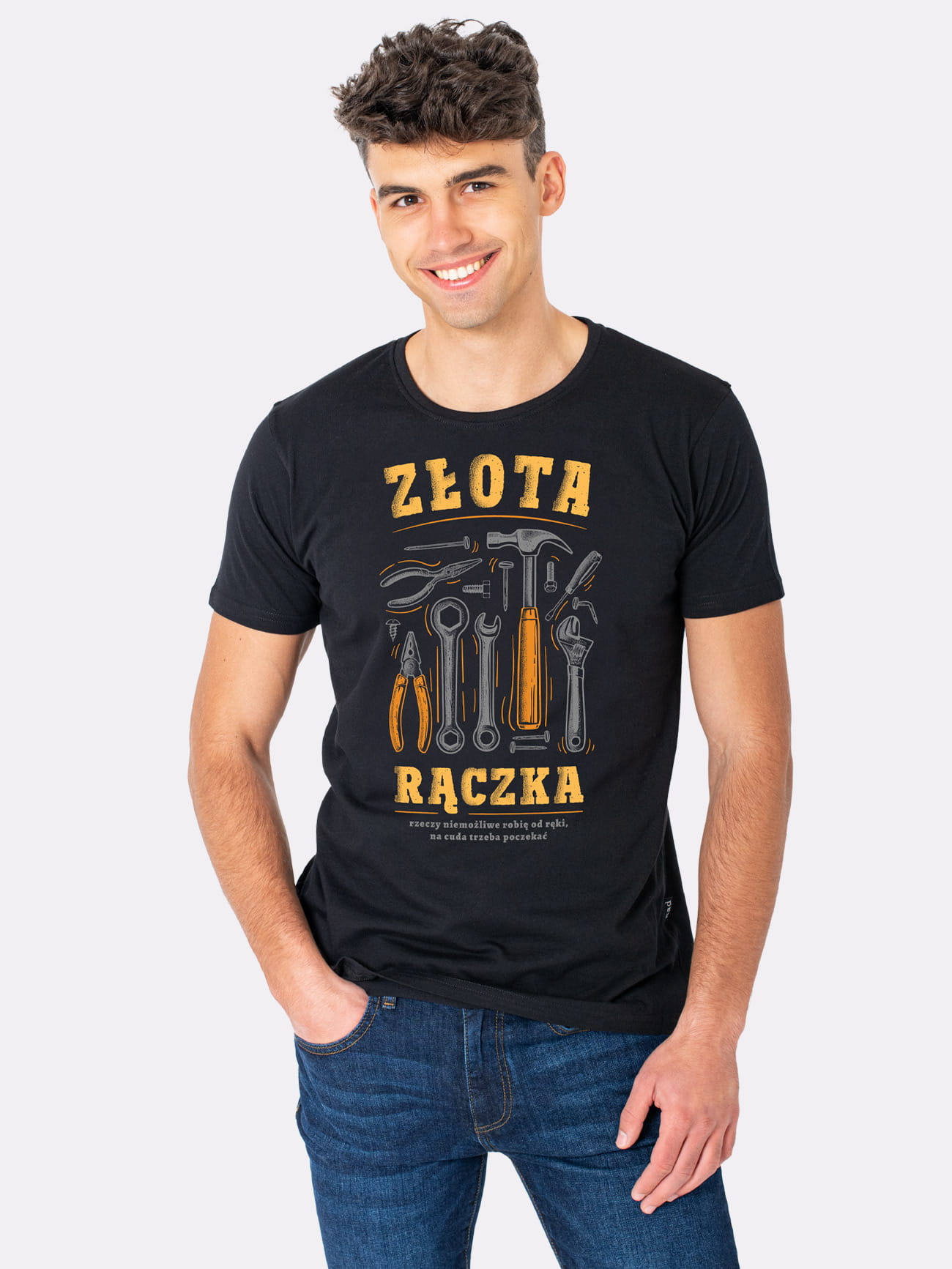 ZŁOTA RĄCZKA / koszulka męska / czarna