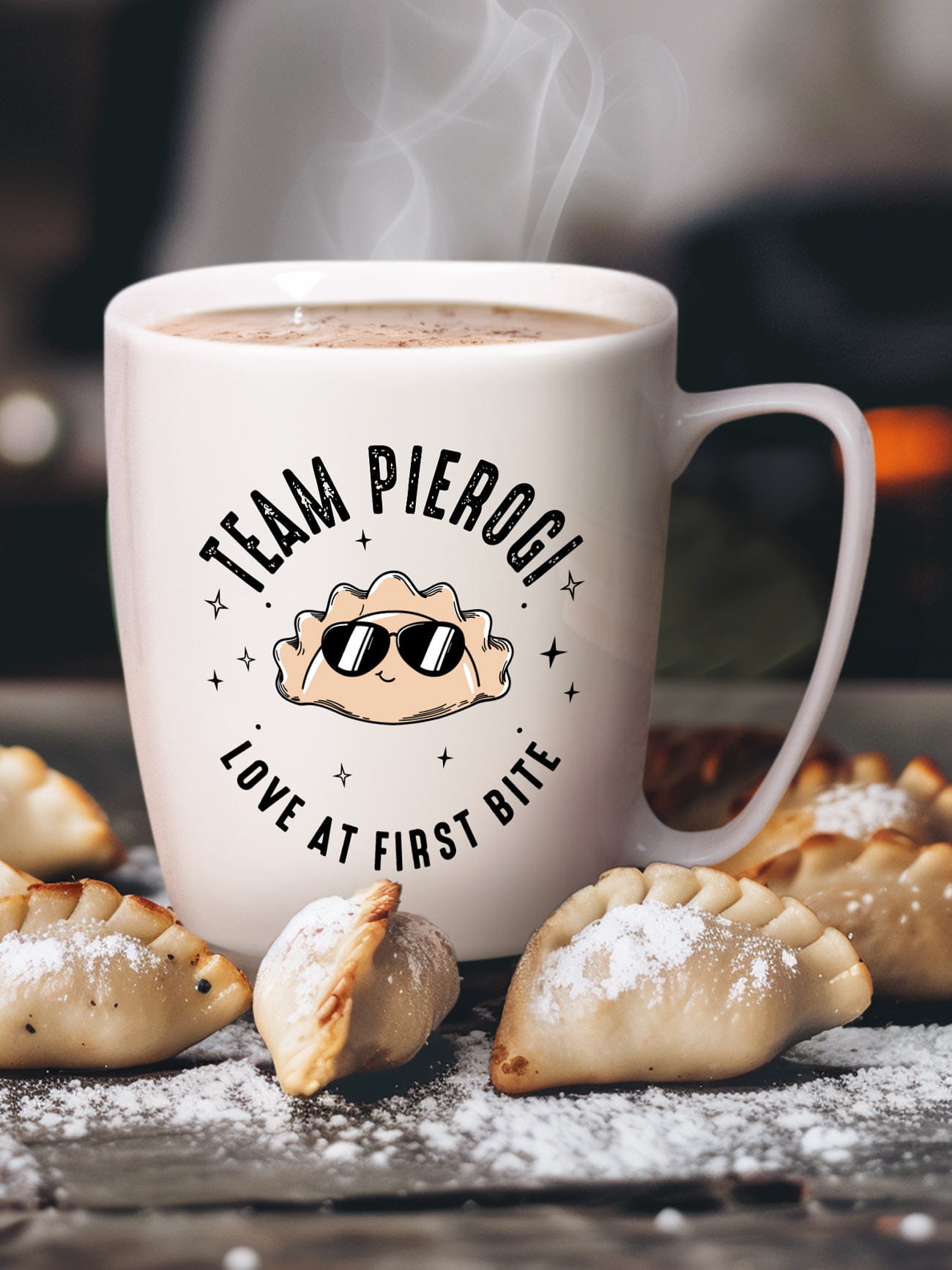 TEAM PIEROGI / kubek biały z uchem