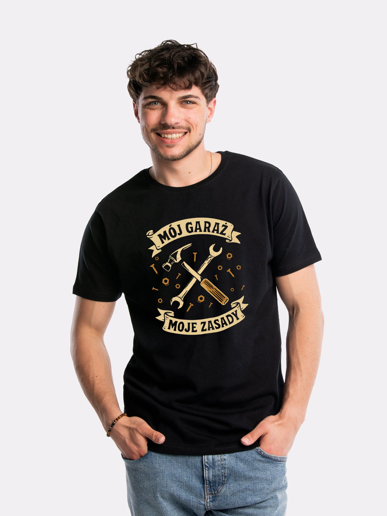 MÓJ GARAŻ, MOJE ZASADY / koszulka męska / czarna